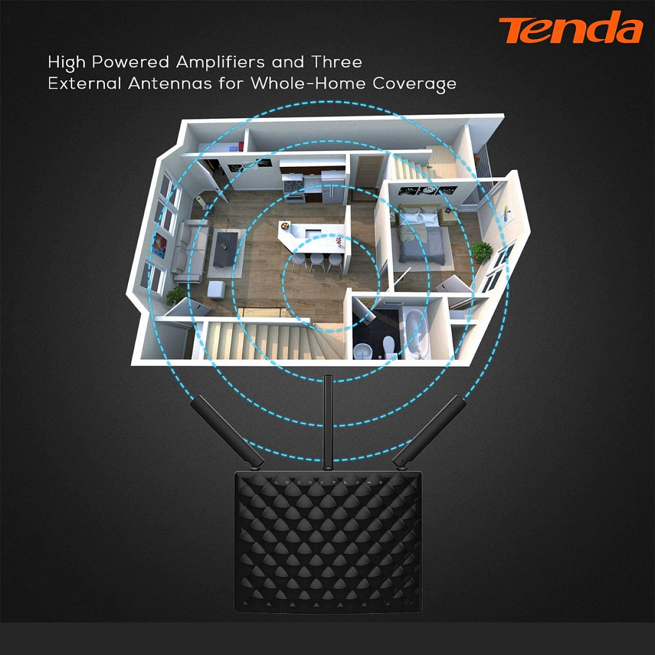 Tenda AC15 1900Mbps Dual-Band Gigabit WiFi 2-Core Router
